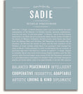 Sadie Personalized Name Meaning Art Prints – Name Stories