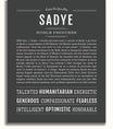 Sadye Personalized Name Meaning Art Prints – Name Stories