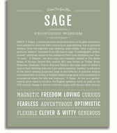 Sage (female) | Name Art Print – Name Stories