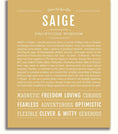 Saige Personalized Name Meaning Art Prints – Name Stories