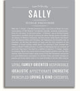 Sally Personalized Name Meaning Art Prints – Name Stories