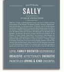Sally Personalized Name Meaning Art Prints – Name Stories