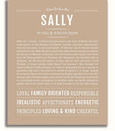 Sally Personalized Name Meaning Art Prints – Name Stories