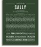 Sally Personalized Name Meaning Art Prints – Name Stories