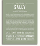 Sally Personalized Name Meaning Art Prints – Name Stories