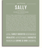 Sally Personalized Name Meaning Art Prints – Name Stories