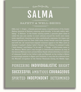 Salma Personalized Name Meaning Art Prints – Name Stories
