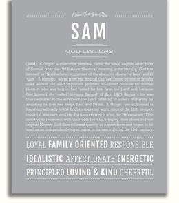 Sam Personalized Name Meaning Art Prints – Name Stories