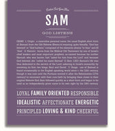 Sam Personalized Name Meaning Art Prints – Name Stories