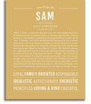 Sam Personalized Name Meaning Art Prints – Name Stories