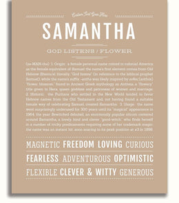 Samantha Personalized Name Meaning Art Prints – Name Stories
