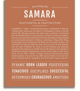 Samara Personalized Name Meaning Art Prints – Name Stories