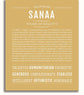 Sanaa Personalized Name Meaning Art Prints – Name Stories