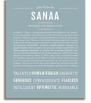 Sanaa Personalized Name Meaning Art Prints – Name Stories