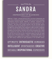Sandra Personalized Name Meaning Art Prints – Name Stories