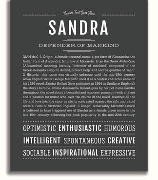 Sandra Personalized Name Meaning Art Prints – Name Stories