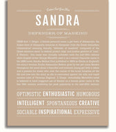 Sandra Personalized Name Meaning Art Prints – Name Stories