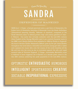 Sandra Personalized Name Meaning Art Prints – Name Stories