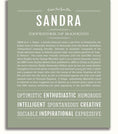 Sandra Personalized Name Meaning Art Prints – Name Stories