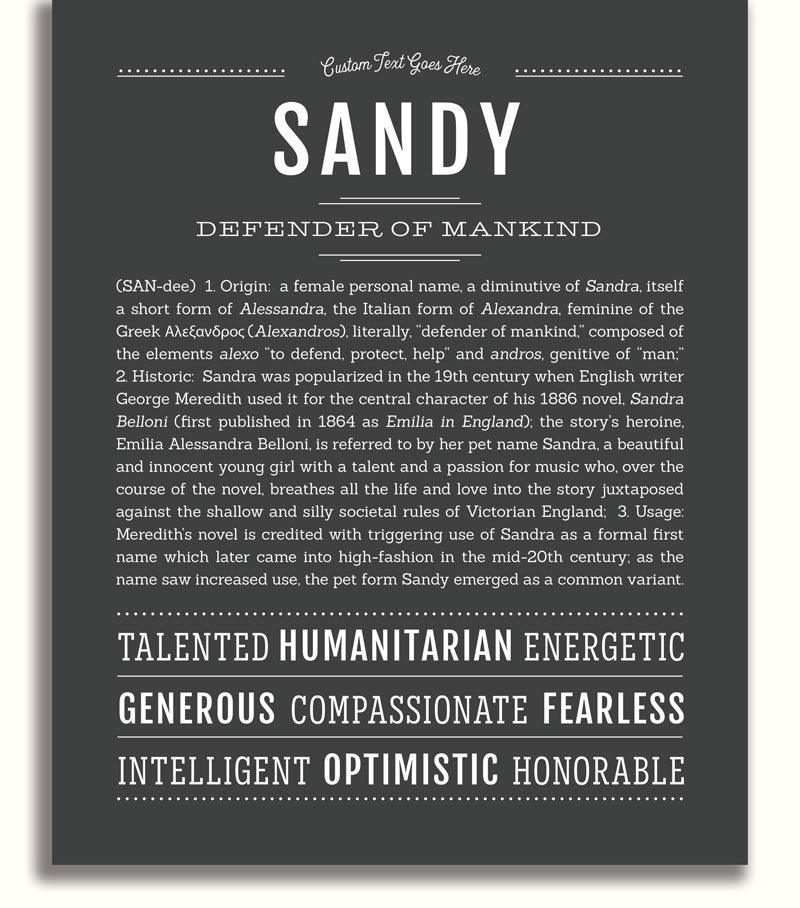 Sandy Personalized Name Meaning Art Prints – Name Stories