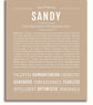 Sandy Personalized Name Meaning Art Prints – Name Stories