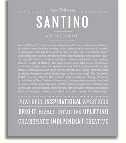 Santino Personalized Name Meaning Art Prints – Name Stories