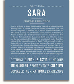 Sara Personalized Name Meaning Art Prints – Name Stories