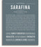 Sarafina Personalized Name Meaning Art Prints – Name Stories