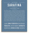 Sarafina Personalized Name Meaning Art Prints – Name Stories