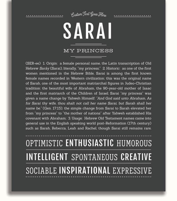 Sarai | Name Art Print - Personalized Custom Gifts – Name Stories