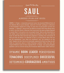 Saul Personalized Name Meaning Art Prints – Name Stories