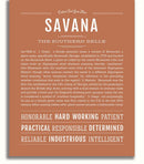Savana Personalized Name Meaning Art Prints – Name Stories