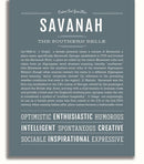 Savanah Personalized Name Meaning Art Prints – Name Stories