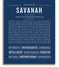 Savanah Personalized Name Meaning Art Prints – Name Stories
