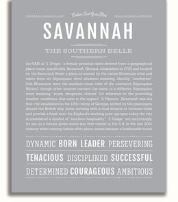 Savannah | Name Art Print – Name Stories