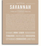 Savannah Personalized Name Meaning Art Prints – Name Stories