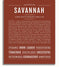 Savannah Personalized Name Meaning Art Prints – Name Stories