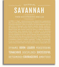 Savannah | Name Art Print – Name Stories