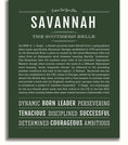 Savannah Personalized Name Meaning Art Prints – Name Stories