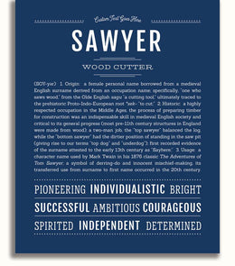 Sawyer (female) | Name Art Print – Name Stories