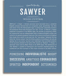 Sawyer Personalized Name Meaning Art Prints – Name Stories