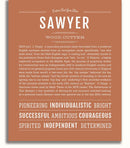 Sawyer Personalized Name Meaning Art Prints – Name Stories