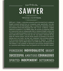 Sawyer Personalized Name Meaning Art Prints – Name Stories
