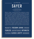 Sayer Personalized Name Meaning Art Prints – Name Stories