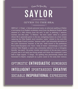 Saylor | Name Art Print – Name Stories