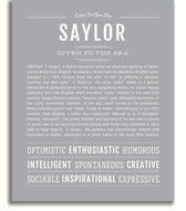 Saylor Personalized Name Meaning Art Prints – Name Stories