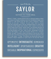 Saylor | Name Art Print – Name Stories