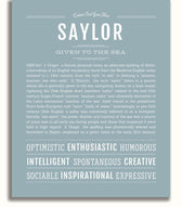Saylor Personalized Name Meaning Art Prints – Name Stories