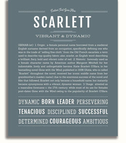 Scarlett Personalized Name Meaning Art Prints – Name Stories