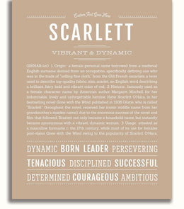 Scarlett Personalized Name Meaning Art Prints – Name Stories